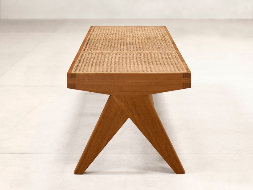TEAK AND CANE BENCH Bench By Phantom Hands
