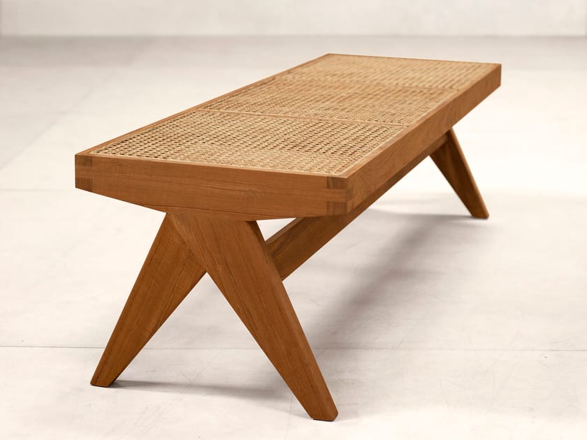 TEAK AND CANE BENCH Bench By Phantom Hands