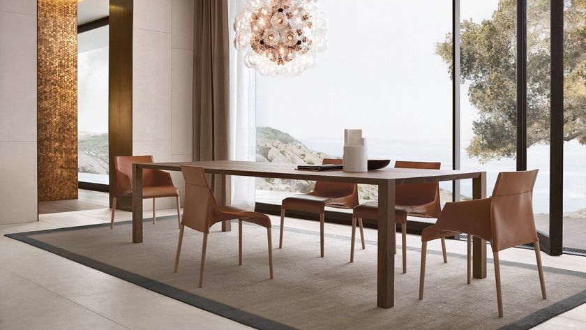 BLADE Rectangular walnut table By Poliform