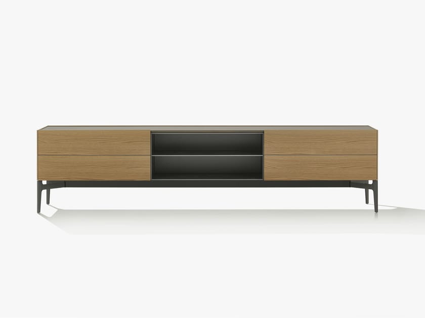 CODE Wooden sideboard with integrated lighting By Poliform