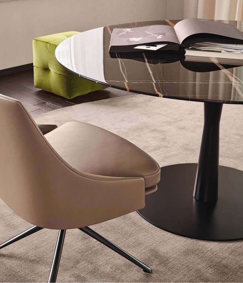 FLUTE Round marble table By Poliform | design Roberto Barbieri