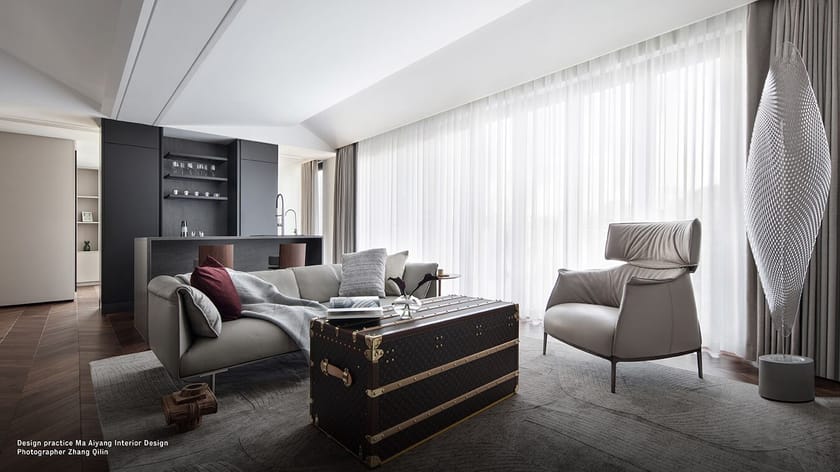 ARCHIBALD Fabric armchair with armrests By Poltrona Frau