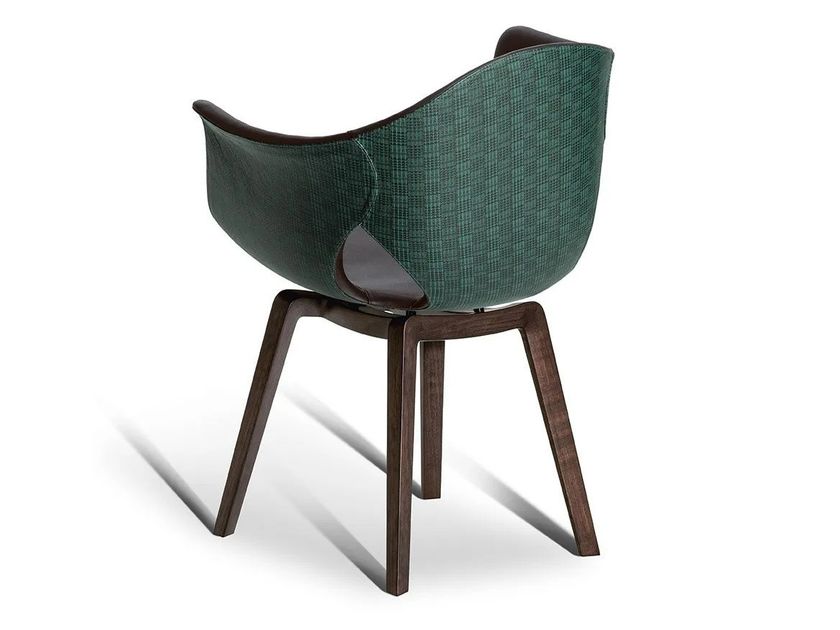 GINGER Leather chair with armrests By Poltrona Frau