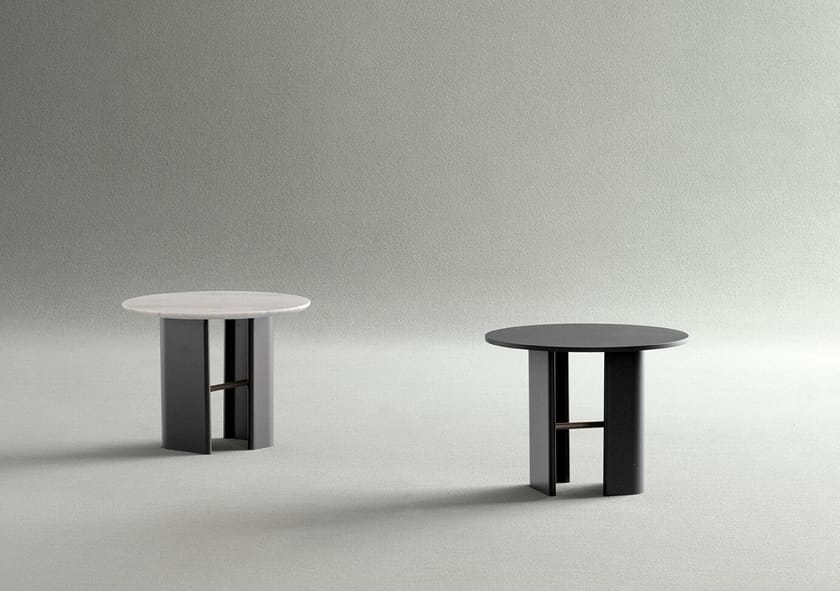 DOUBLE L 952/TC Round steel coffee table with marble top By Potocco ...