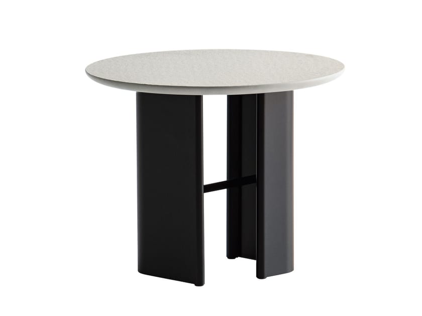 DOUBLE L 952/TC-OUT Round steel garden side table with stone top By ...