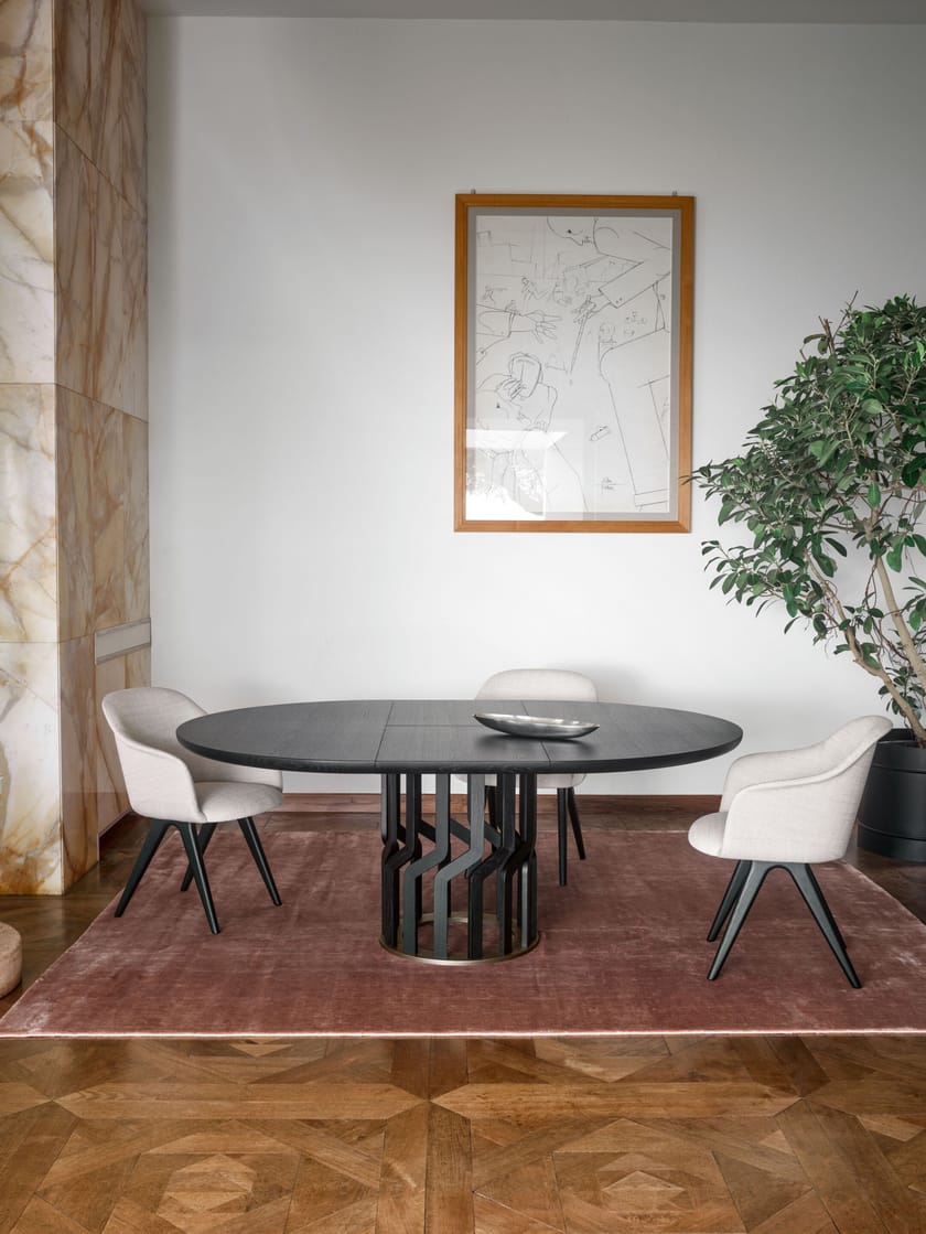 INTRECCIO 950-TC1 Extending round wooden table By Potocco | design NAVA ...