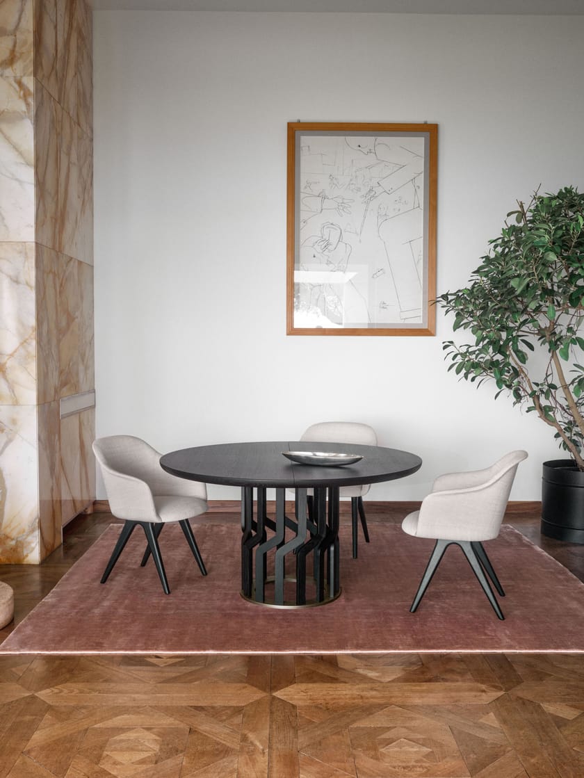 INTRECCIO 950-TC1 Extending round wooden table By Potocco | design NAVA ...