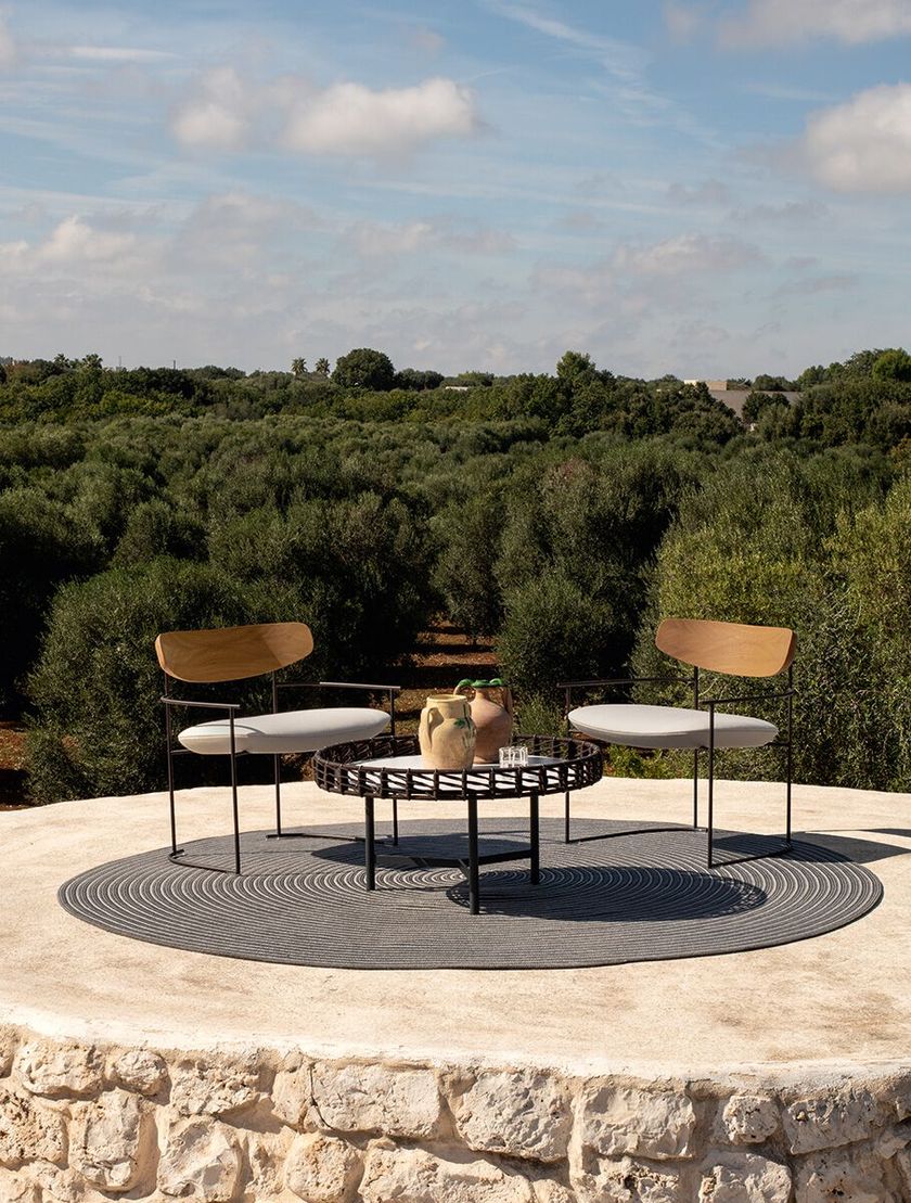 KEEL 922/L-OUT Metal garden armchair with armrests and fabric seat By ...