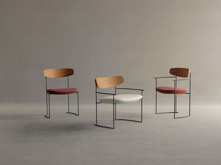 KEEL 922/L-OUT Metal garden easy chair with armrests and fabric seat By ...