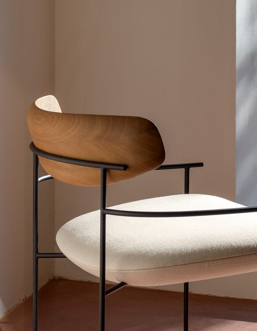 KEEL 922/L-OUT Metal garden easy chair with armrests and fabric seat By ...