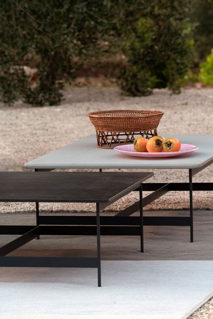 LITTLE T 878/TR-OUT Rectangular low metal garden side table with ...