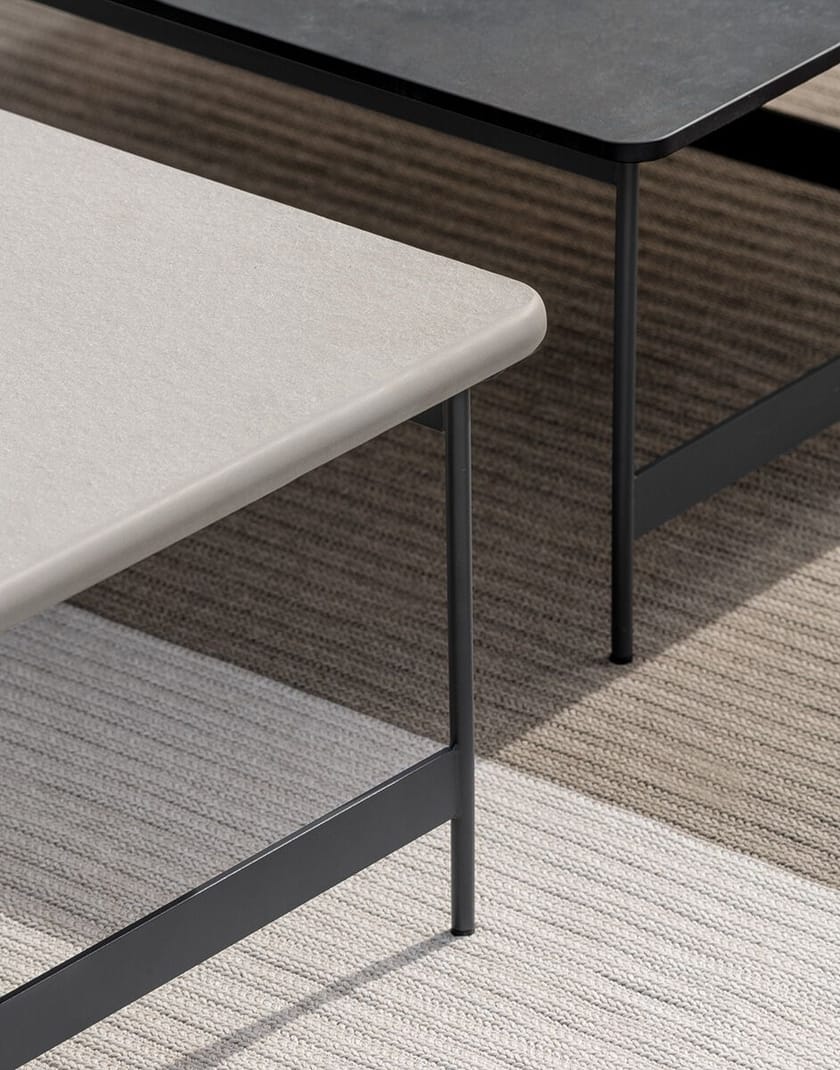 LITTLE T 878/TR-OUT Rectangular low metal garden side table with ...