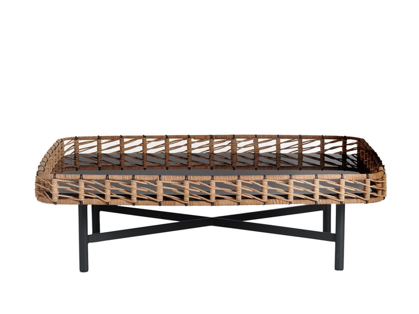 ROPU 888/TBR Rectangular rope coffee table with glass top By Potocco ...