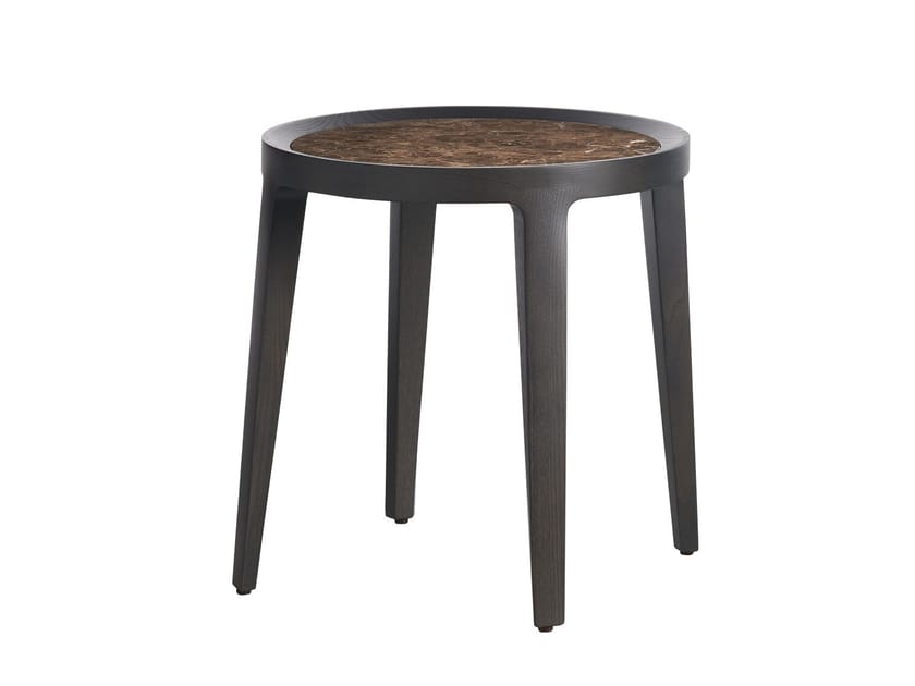 SPRING 841/TBC Round ash high side table with marble top By Potocco ...