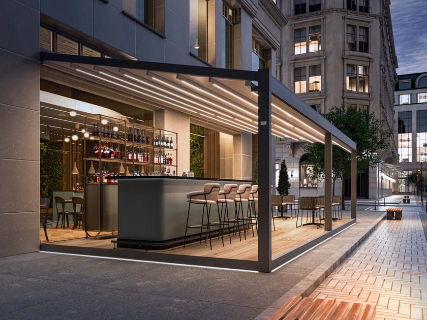 FUSION Anbau Terrassenüberdachung aus Aluminium mit Faltdach By Pratic