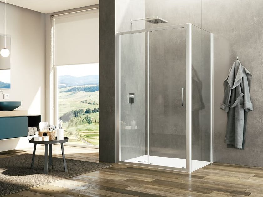 ARCO AN + WD-1 Cabine de duche de canto de vidro com porta de correr By ...