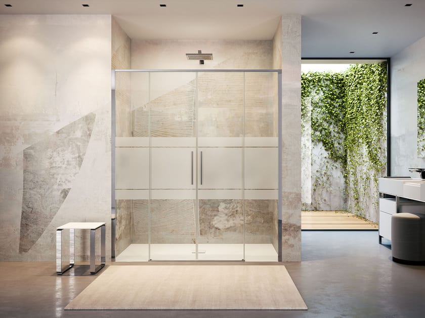 TOGA TI Niche glass shower cabin with sliding door By Provex Industrie