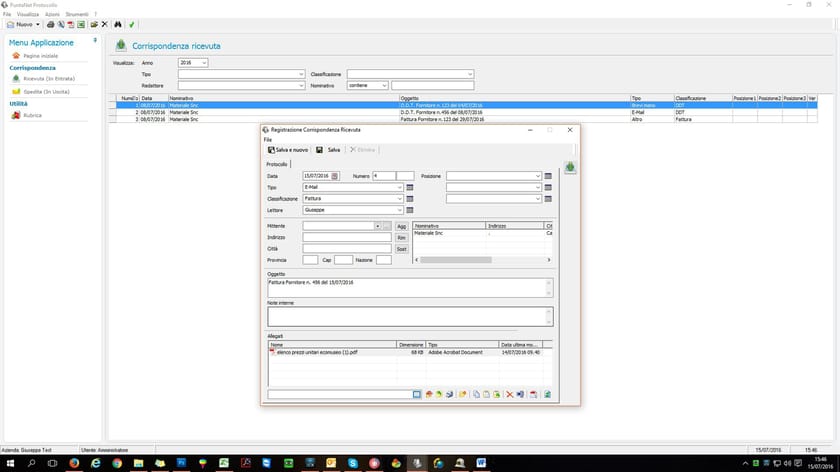 Software gestionale completo per la corrispondenza PuntaNet Protocollo ...