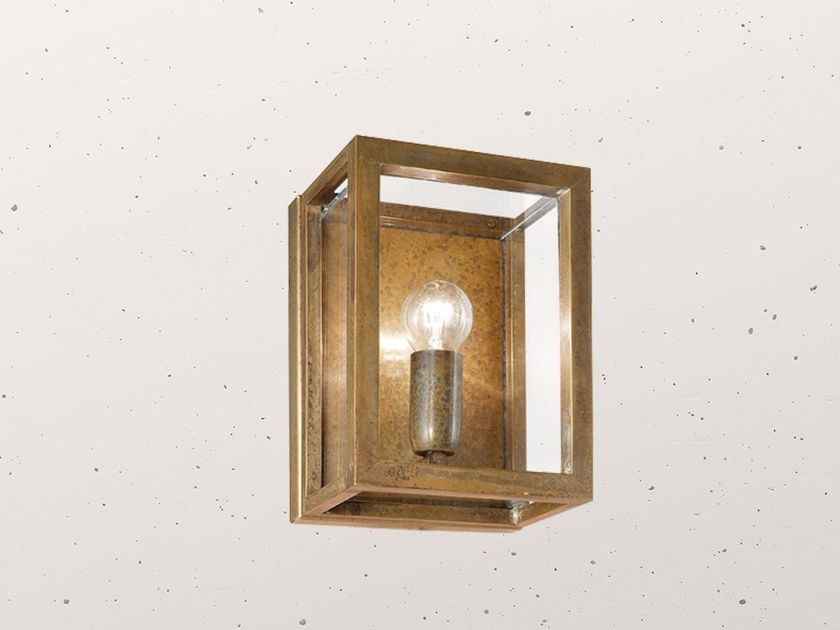 QUADRO 262.01 Brass and glass outdoor wall lamp By Il Fanale