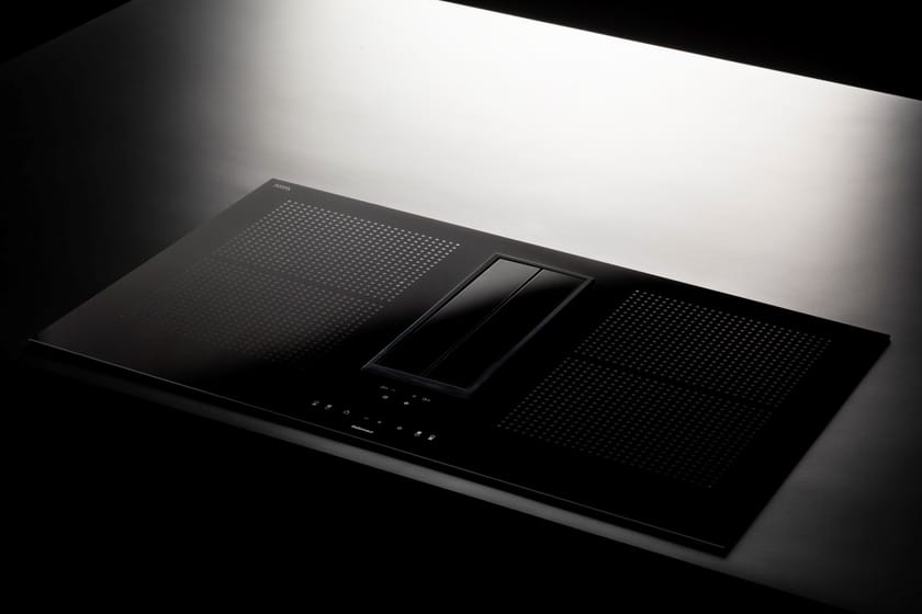 Induction built-in glass ceramic hob with integrated hood Class A++ ...