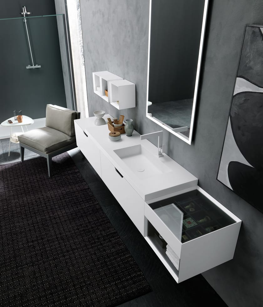 Mobile lavabo in legno con specchio QUARANTA5 03 Collezione Quaranta5 ...
