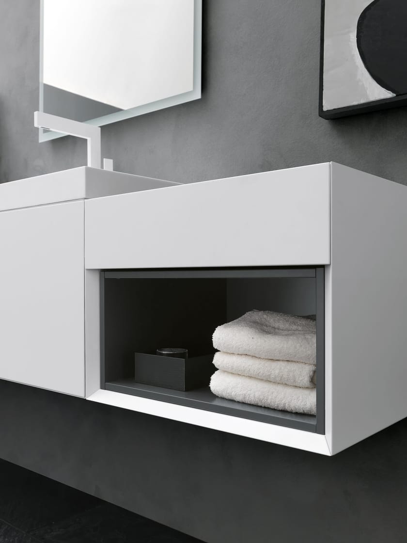 Mobile lavabo in legno con specchio QUARANTA5 03 Collezione Quaranta5 ...