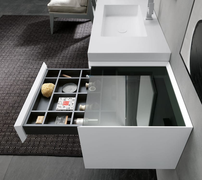 Mobile lavabo in legno con specchio QUARANTA5 03 Collezione Quaranta5 ...