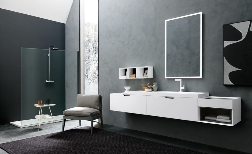 Mobile lavabo in legno con specchio QUARANTA5 03 Collezione Quaranta5 ...