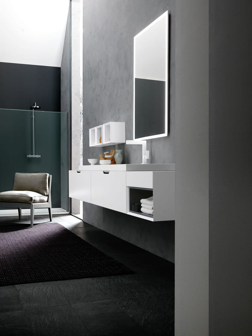 Mobile lavabo in legno con specchio QUARANTA5 03 Collezione Quaranta5 ...