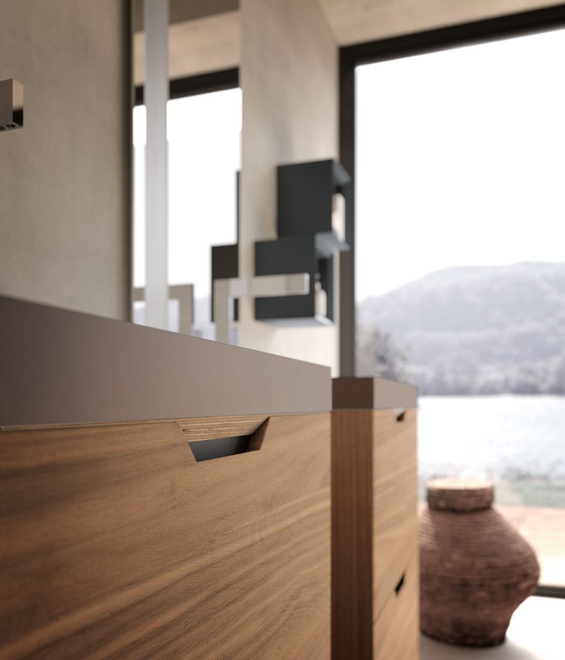 Mobile lavabo da terra in legno con specchio QUARANTA5 04 - Archeda