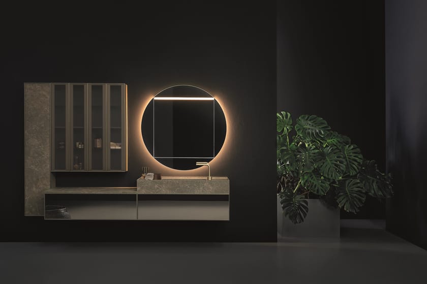 Wall-mounted vanity unit with mirror QUARI By NOVELLO