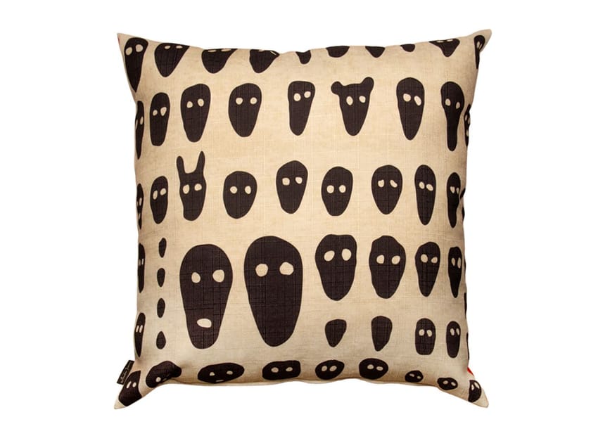 FACES ON RED CUSHION Square acrylic cushion By Qeeboo