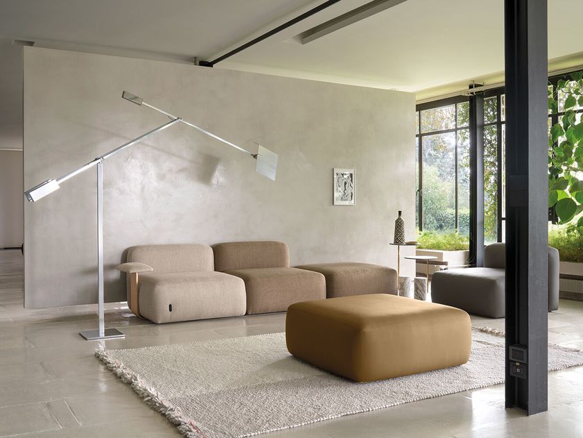 ONE HUNDRED Square fabric pouf By Quinti Sedute