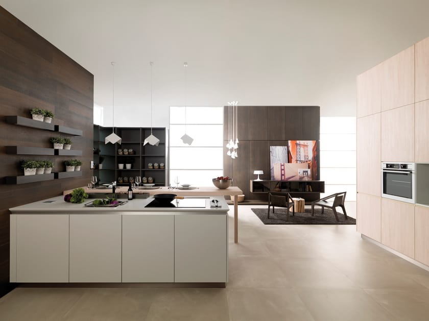 Lacquered kitchen with integrated handles with peninsula R1.70 / R3.90 ...