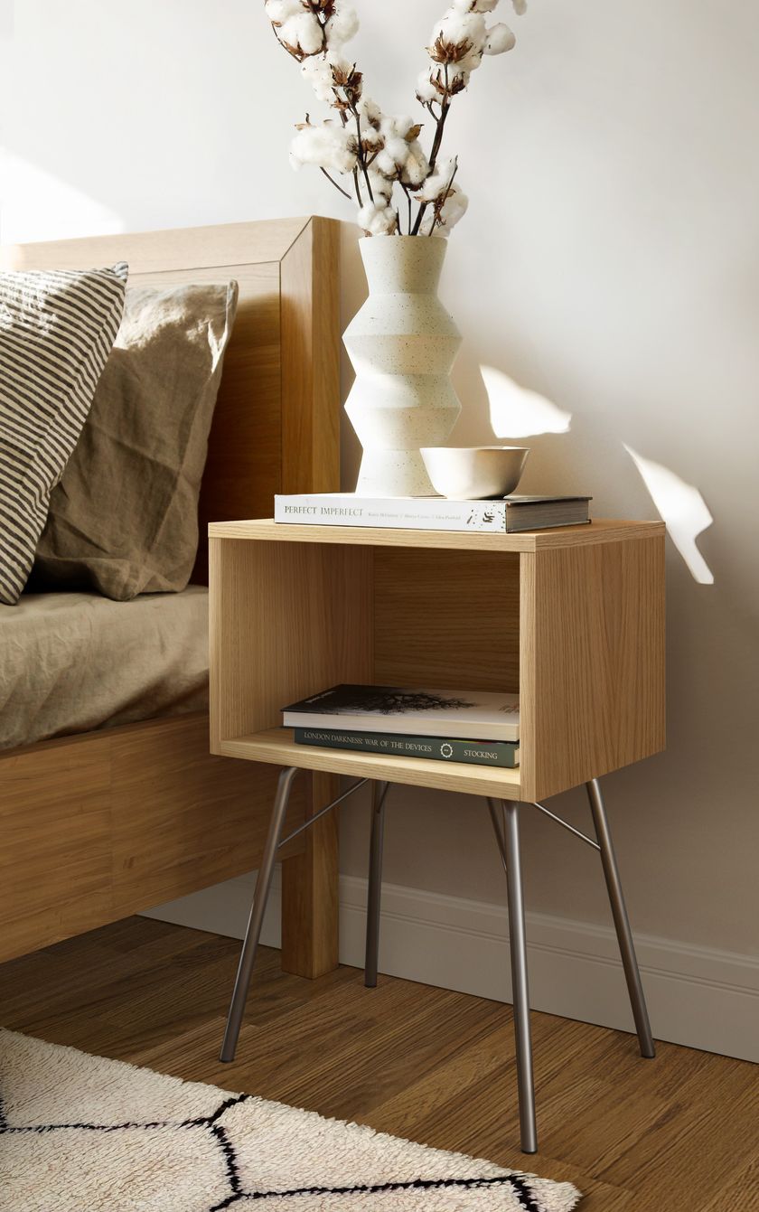 RAYBURN Rectangular wood veneer bedside table By Woodman