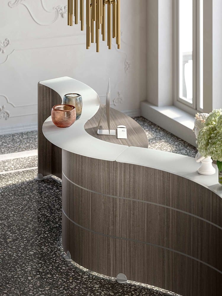 RECEPTION GLASS Modular reception desk By Quadrifoglio Group