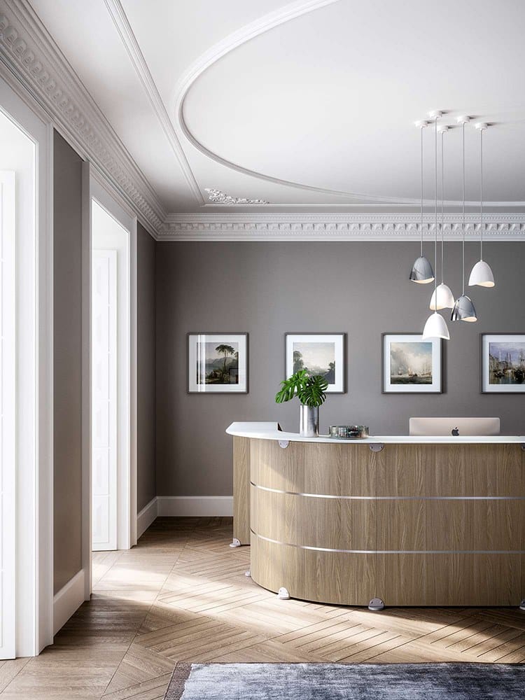 RECEPTION GLASS Modular reception desk By Quadrifoglio Group