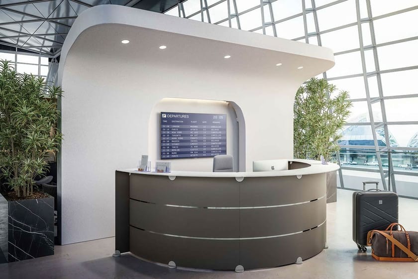 RECEPTION GLASS Modular reception desk By Quadrifoglio Group