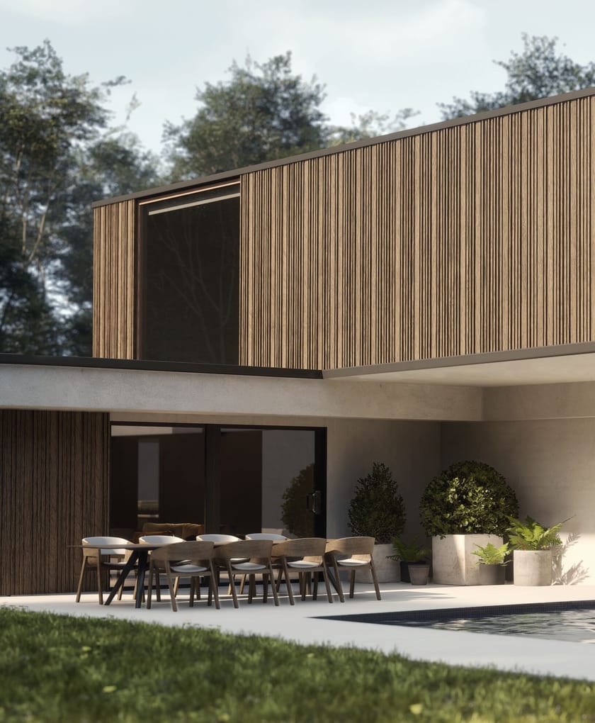LINARTE WOOD DESIGN Aluminum façade cladding with a wood-like ...