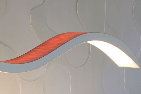 LED direct-indirect light wood veneer pendant lamp RIBBON By Lampa