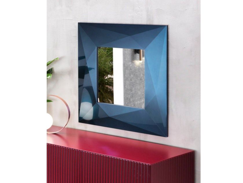 DIAMOND Framed wall-mounted stainless steel mirror By RIFLESSI