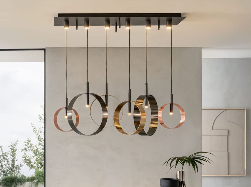 LED LOOP S6 - RR LED painted metal pendant lamp By RIFLESSI