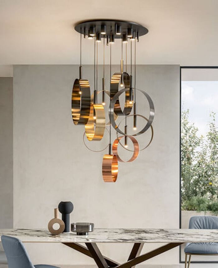 LED LOOP S9 LED painted metal pendant lamp By RIFLESSI
