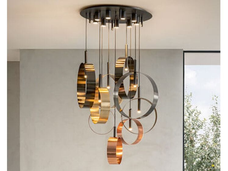 LED LOOP S9 LED painted metal pendant lamp By RIFLESSI