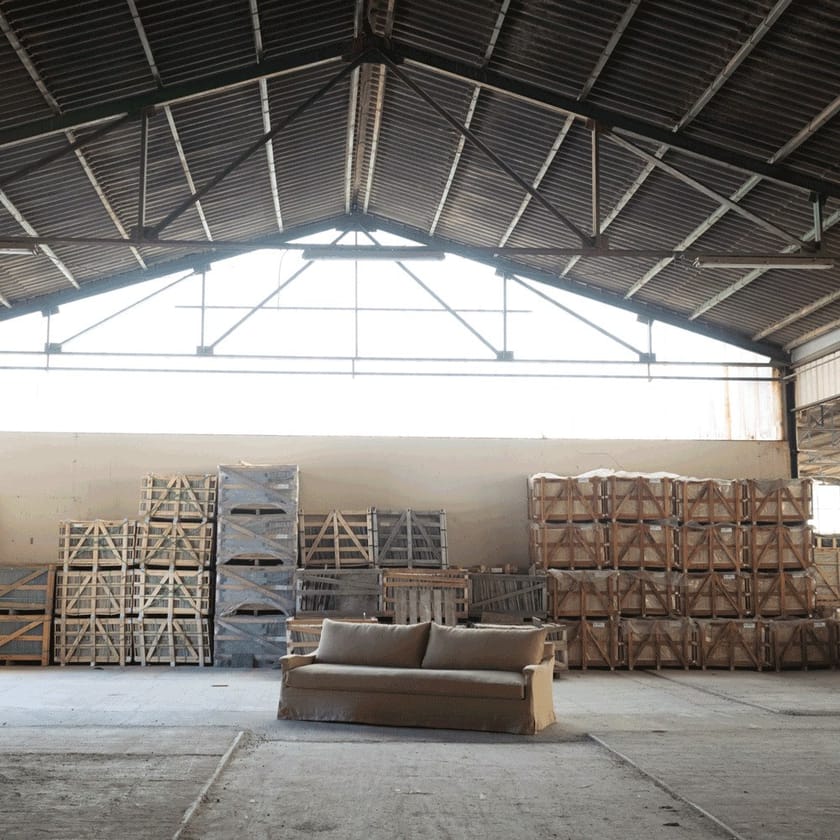 RIVOLI Sofá 3 plazas de lino con ruedas By Blasco