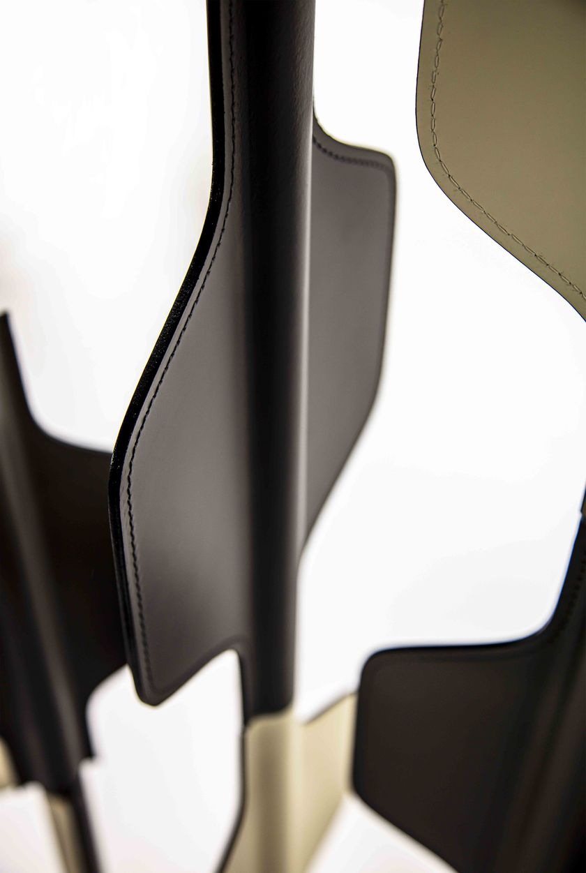 RO Divider in leather and wood By ENRICO PELLIZZONI | design Mia Cullin