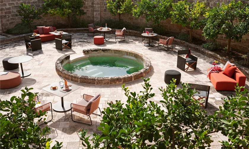 BUTTON Round teak garden side table By RODA