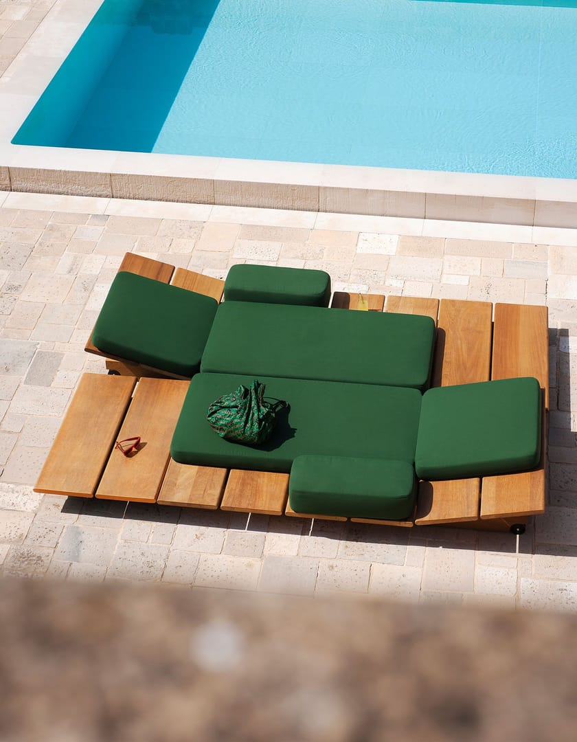 EOLIE Iroko garden side table By RODA | design Gordon Guillaumier