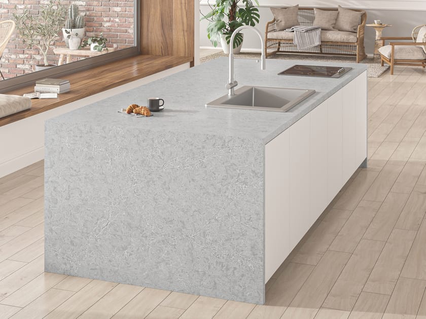 Top cucina in pietra ricostruita effetto marmo ROGIER - Quantra Quartz ...