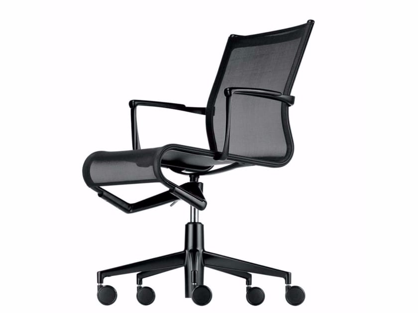 Height-adjustable swivel office chair with armrests ROLLINGFRAME+ LOW ...